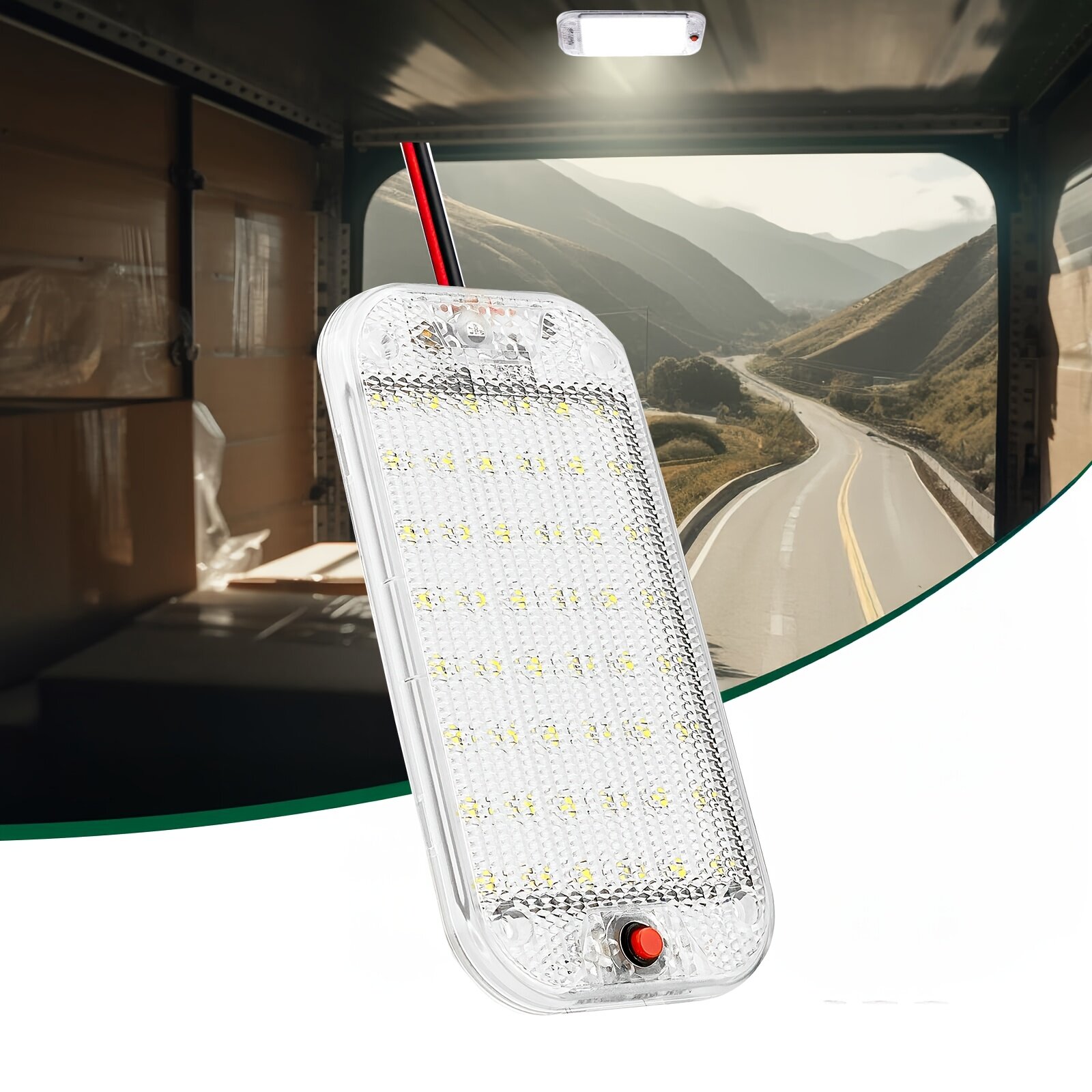 Потолочный светильник для автодомов 48 LED с выключателем, 800 Лм, для кемперов, фургонов, яхт, 1 шт.
