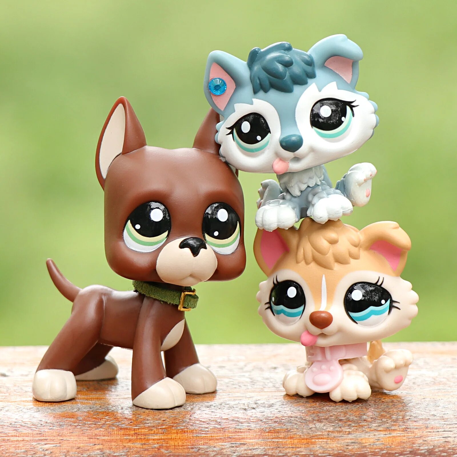 Набор из 3 игрушек-бобблхедов Great Dane от Minilpsshop Pet Shop # 1519 Щенок хаски # 1013 # Коллекционные фигурки животных 2036 для детей от LPS