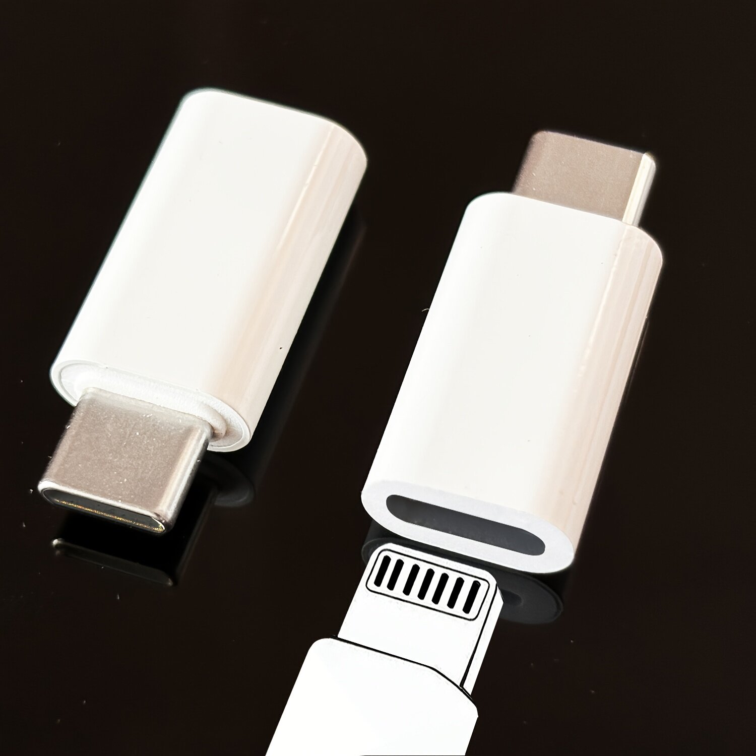 Адаптер Lightning на USB Type-C 2 шт белый для iPhone 15/16 Pro/Pro Max/Plus Samsung S24 iPad Air Nintendo Switch для зарядки и передачи данных