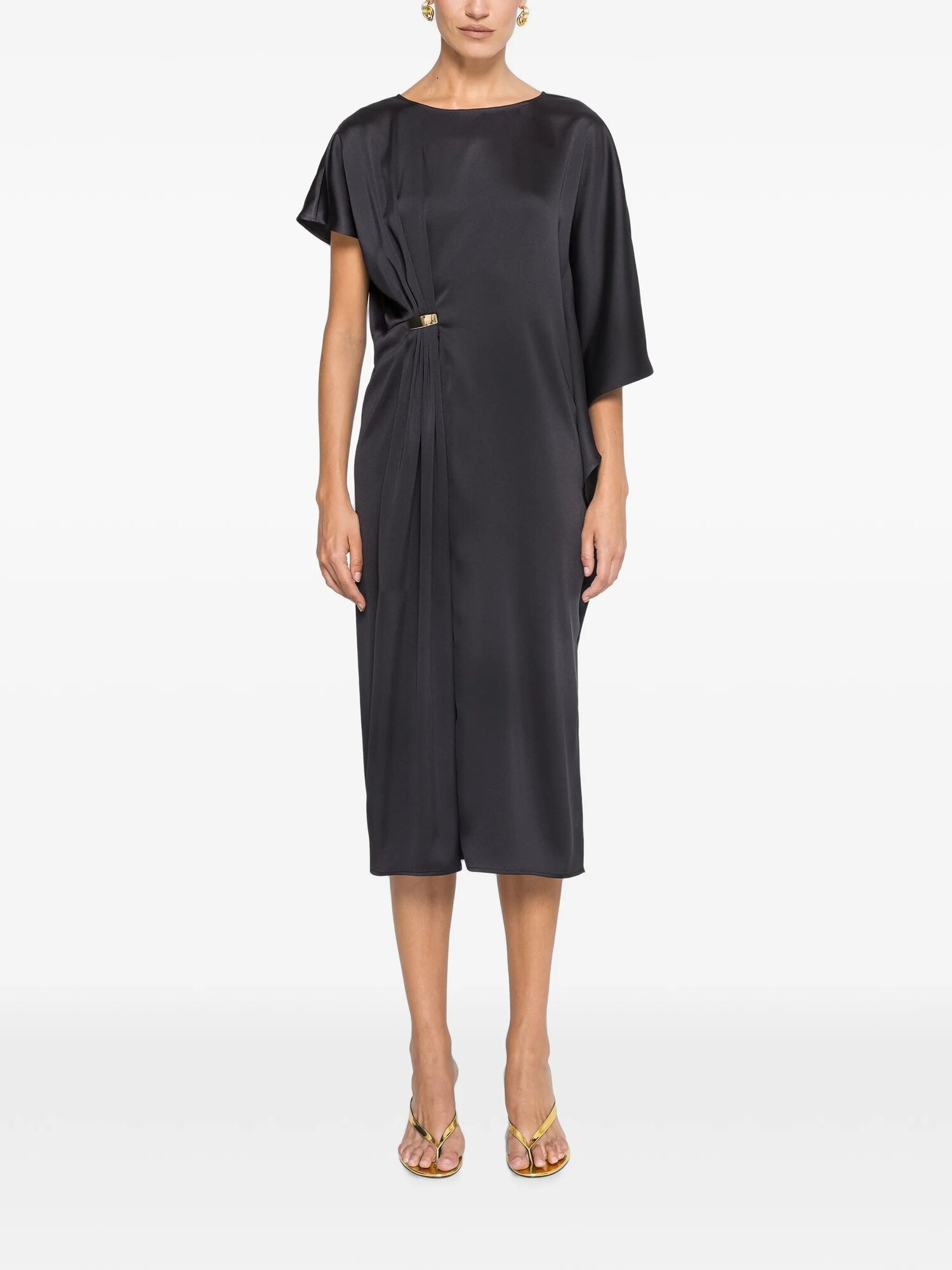 Платье Nissa Satin-effect midi dress, размер 38, black — фото 1