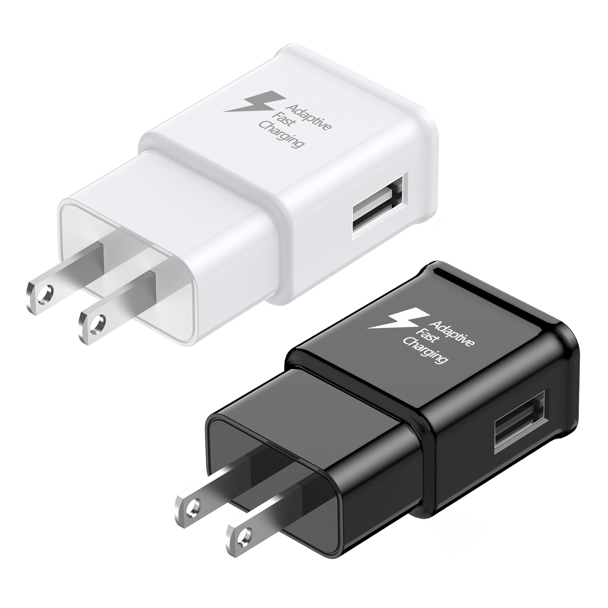 Сетевое зарядное устройство USB с кабелем, адаптер питания 5V2A, быстрая зарядка, 2 шт. (черный и белый), совместимость с iPhone 16/15 Pro Max, Samsung Galaxy S25/S24/S23/S22 и другими смартфонами
