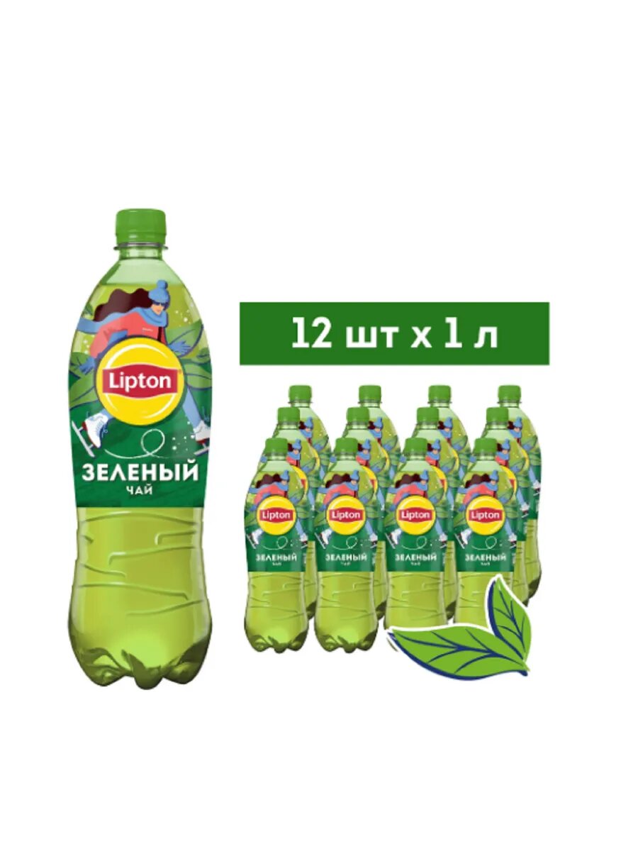 Lipton Холодный зеленый чай негазированный, 12 шт по 1 л