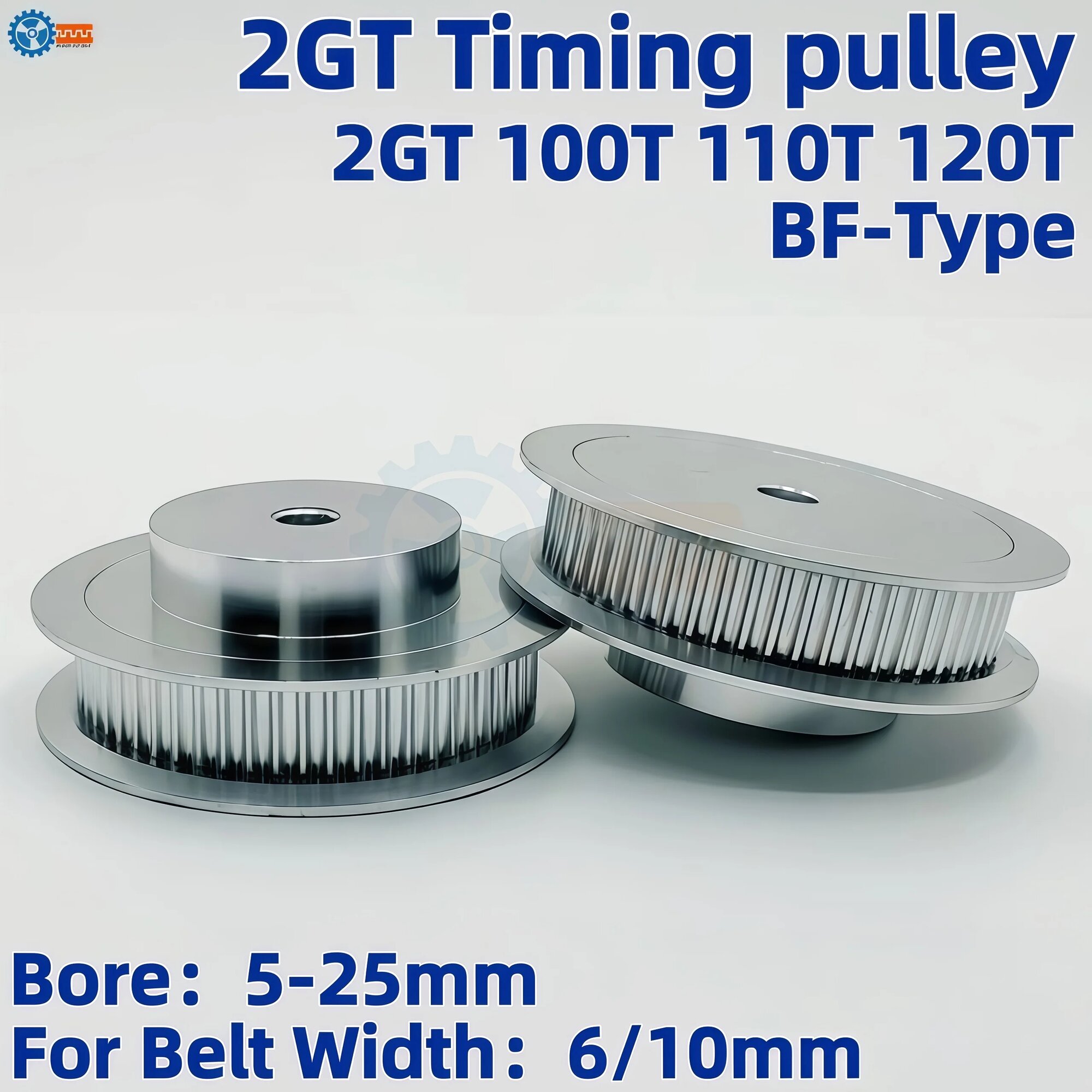 Синхронный шкив 2GT BF-типа 100T 110T 120T для ремня 2GT-120T, 25mm keyway 8x3.3mm, belt width 10mm