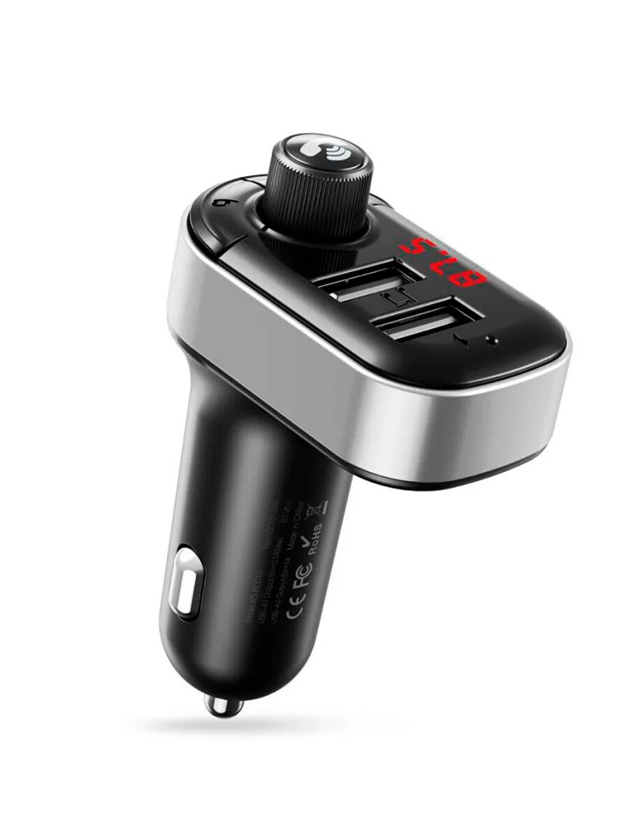 FM модулятор (трансмиттер) XO-BCC10 Bluetooth, 2.4А USB, цвет черный