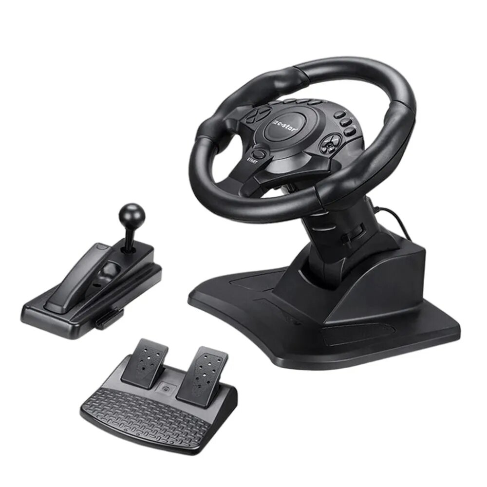 Игровой руль модель 9877 с педалями, вращение 270 градусов, для ПК, ПС3, Иксбокс 360, Андроид, Свитч, с вибрацией и присосками