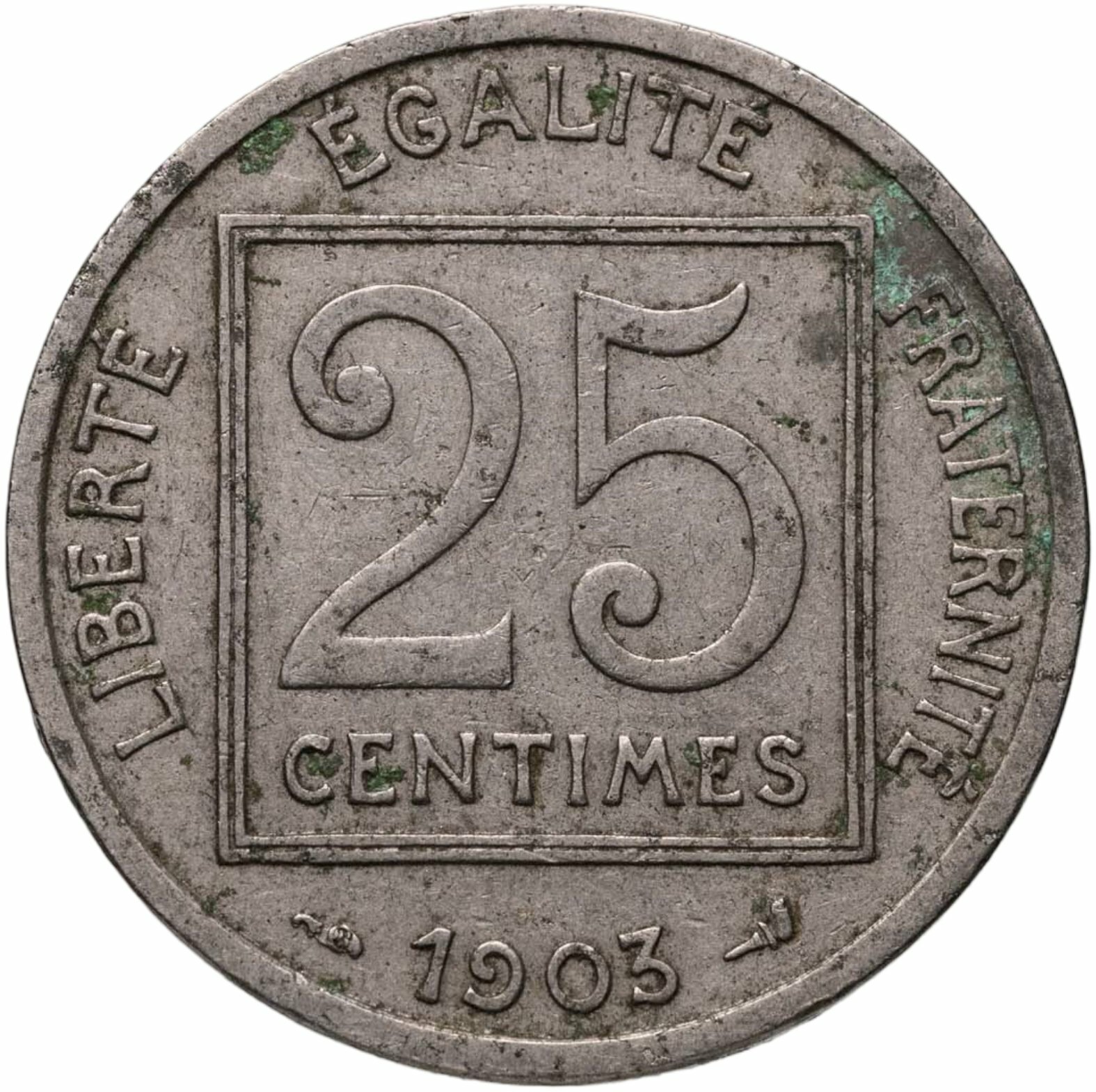 Франция 25 сантимов 1903, Никель, в сохранности VF-XF