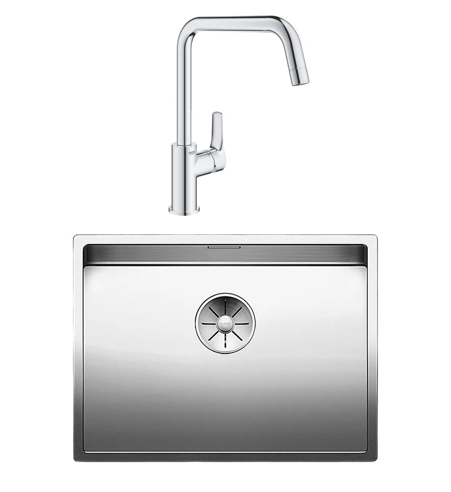 Комплект Мойка Blanco Claron 550-U 59x44, сталь, нержавеющая сталь / Смеситель Grohe Eurosmart 30567000 глянцевый хром