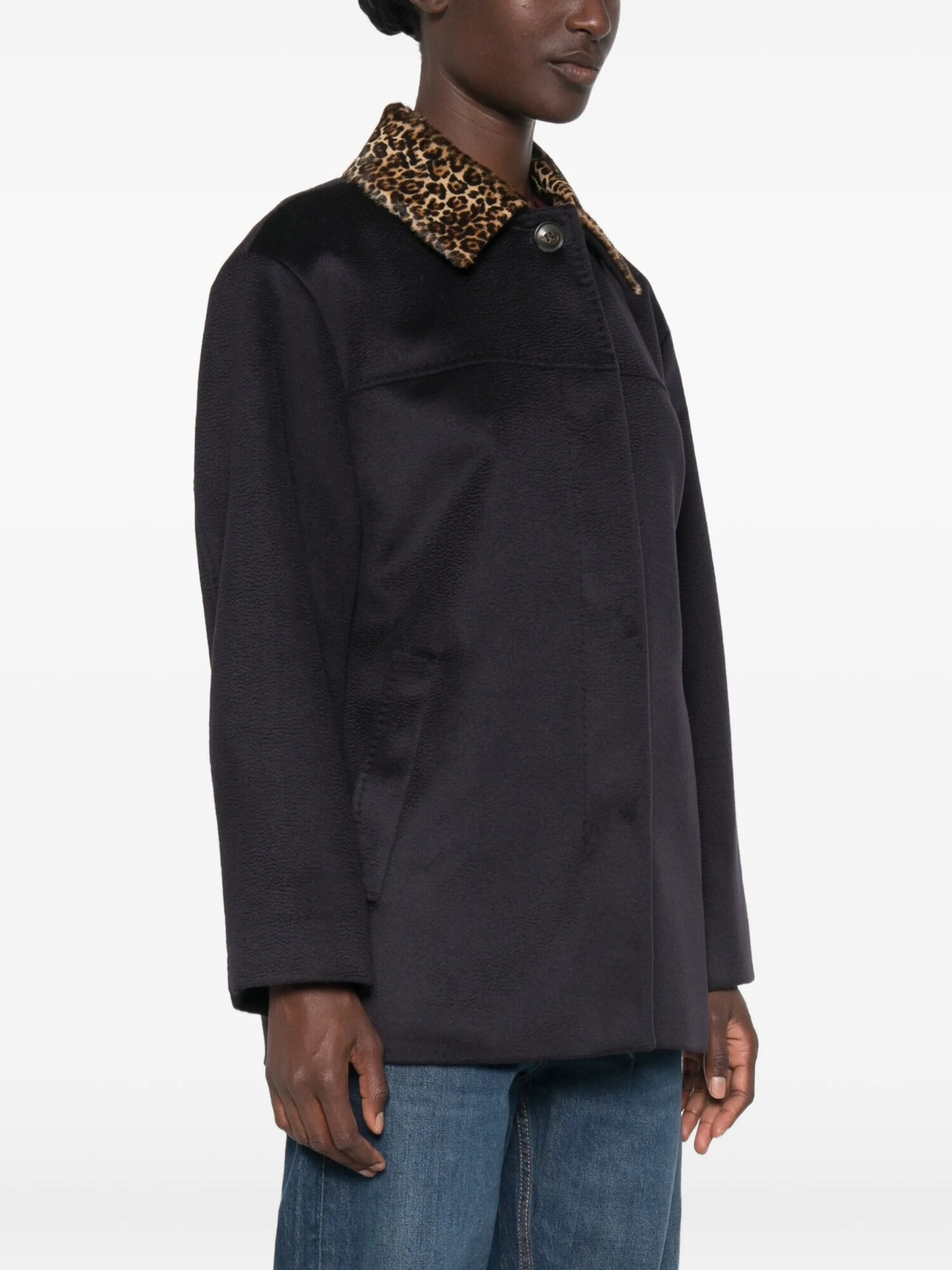Куртка Max Mara Leopard-print collar jacket, размер 44 — фото 1