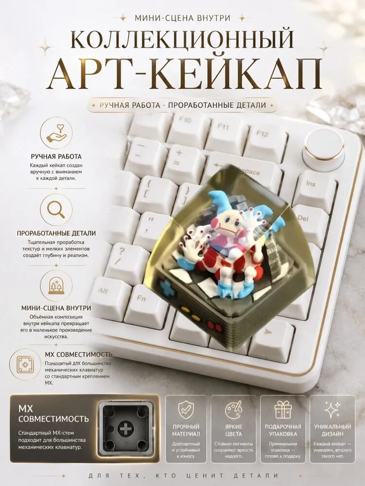 Мистер Майм (Mr. Mime), Pokemon, кейкап Esc для механической клавиатуры, арт-кейкап из смолы 1U, украшение клавиатуры, подарок девушке и геймеру, 1 шт.