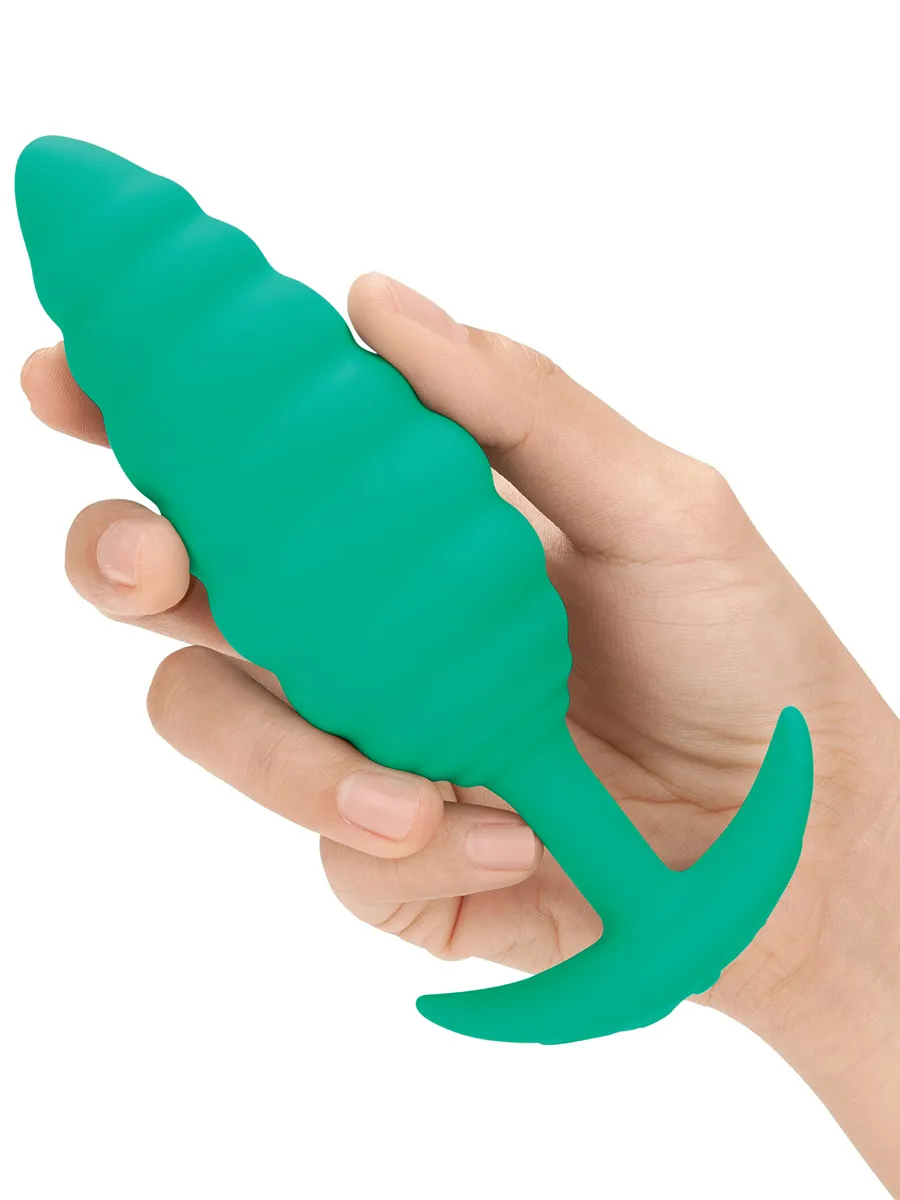 67851 B-vibe Twist Texture Plug, зеленый. Анальный плаг с вибрацией и рельефом