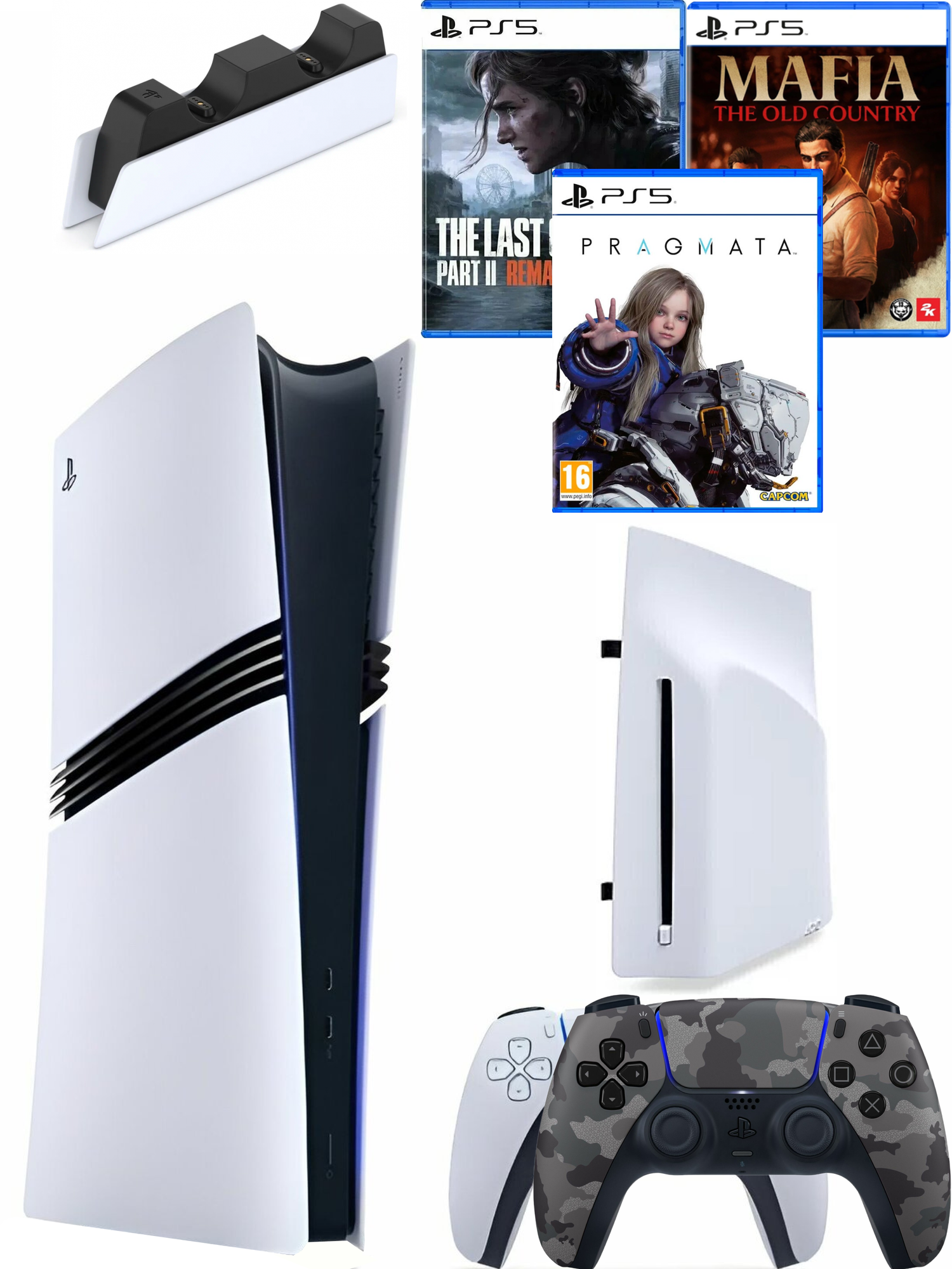 Игровая приставка Sony PS 5 Pro Digital Edition+Зарядная станция+ Дисковод +2-ой геймпад+3 игры , 2Tb SSD
