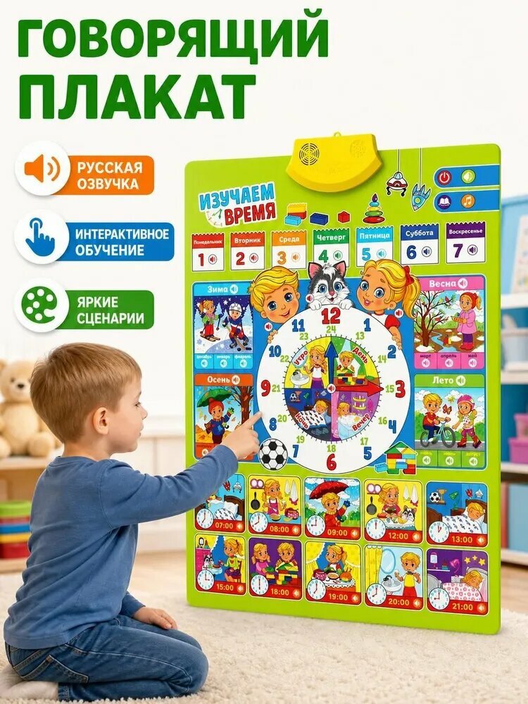 Озвученный обучающий плакат для раннего развития, звуковая карта на русском алфавите и счет, развивающий аксессуар детской комнаты
