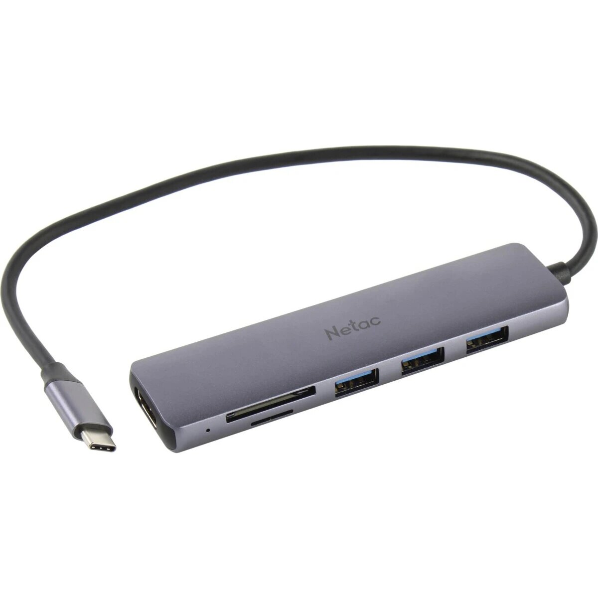 Концентратор, Netac USB Hub WF14, 6in1 Type-C to 3xUSB3.0 + 1xHDMI( 4k/30Hz) WF14GYCN