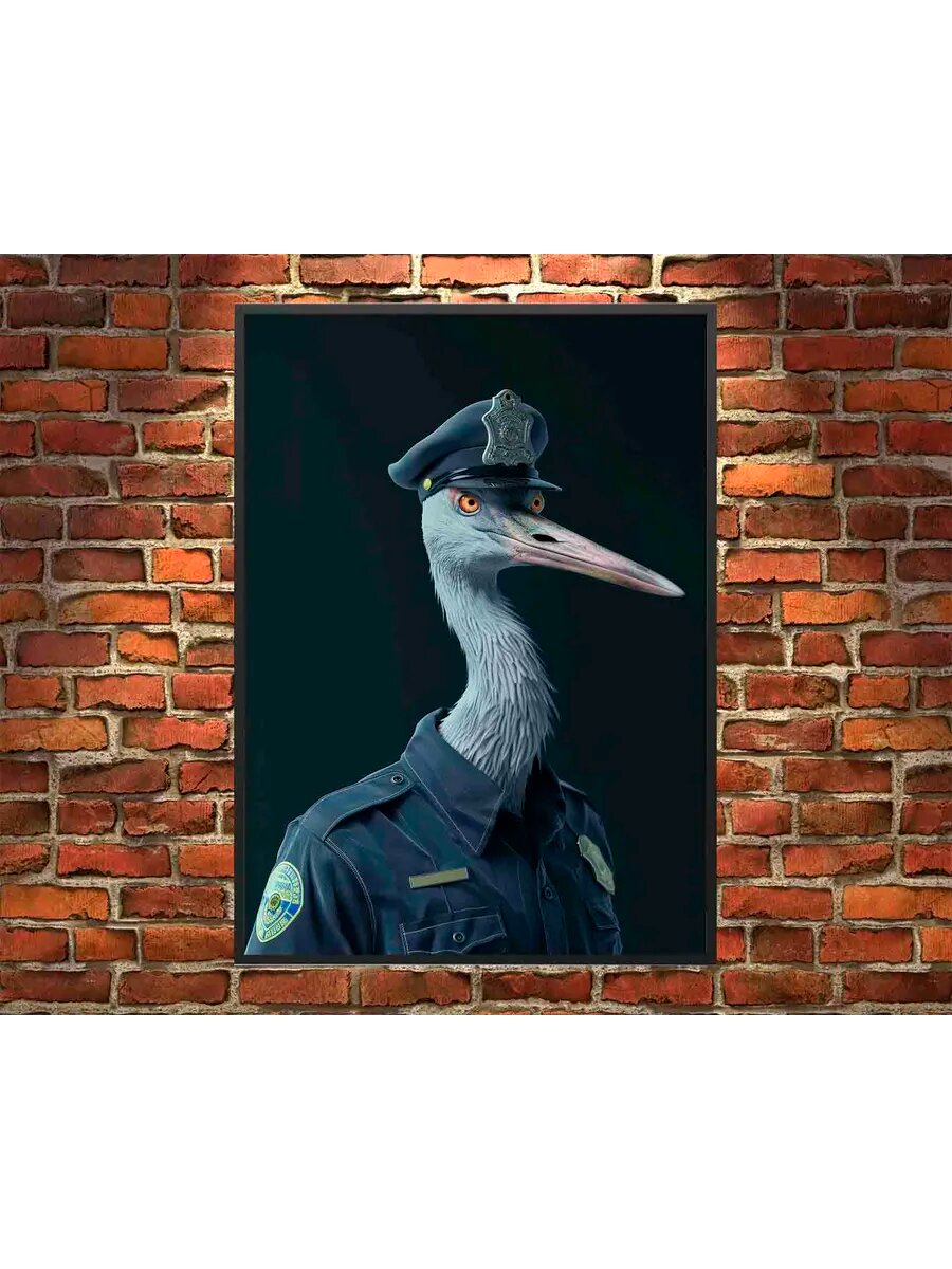 Журавль-птица-полицейский 1, Плакат 30x42см