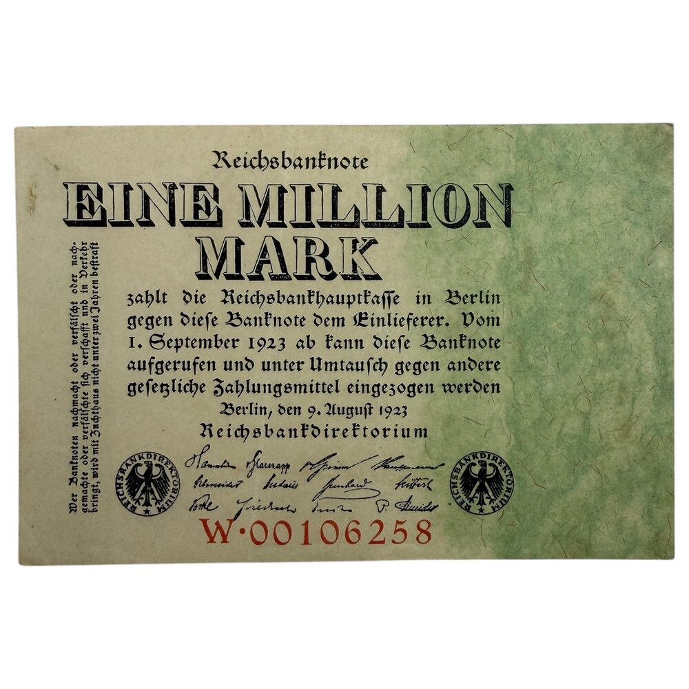Веймарская республика (Германия) 1000000 (1 миллион) марок 1923 г. (09.08 Тип 1) (Серия W)