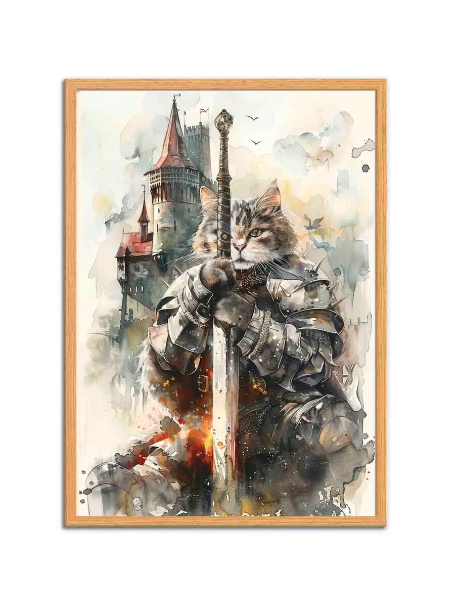 Тряпичная кукла-кот Рыцарь 5, Плакат 30x42см