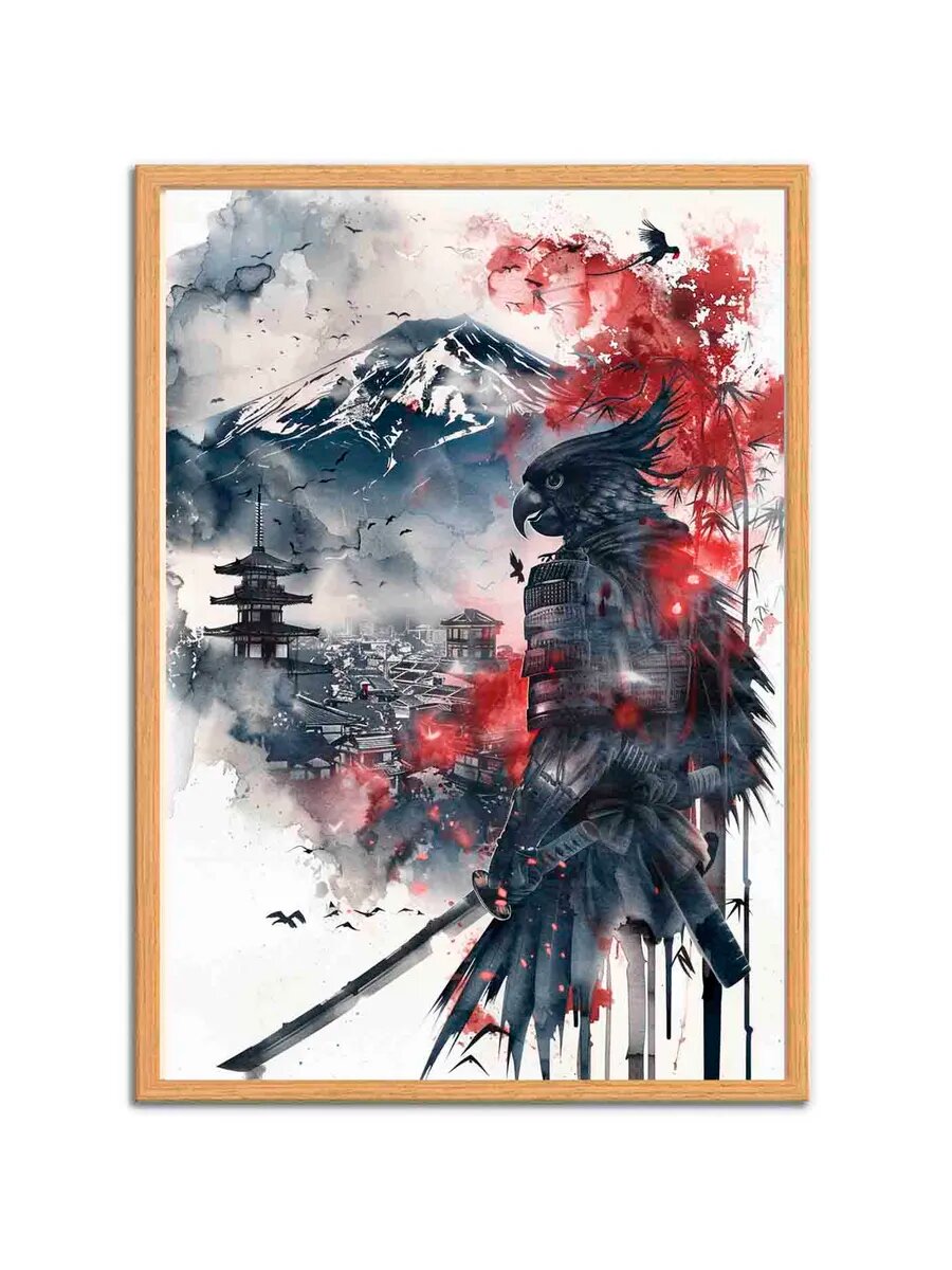 Какаду-птица-самурай 1, Плакат 30x42см