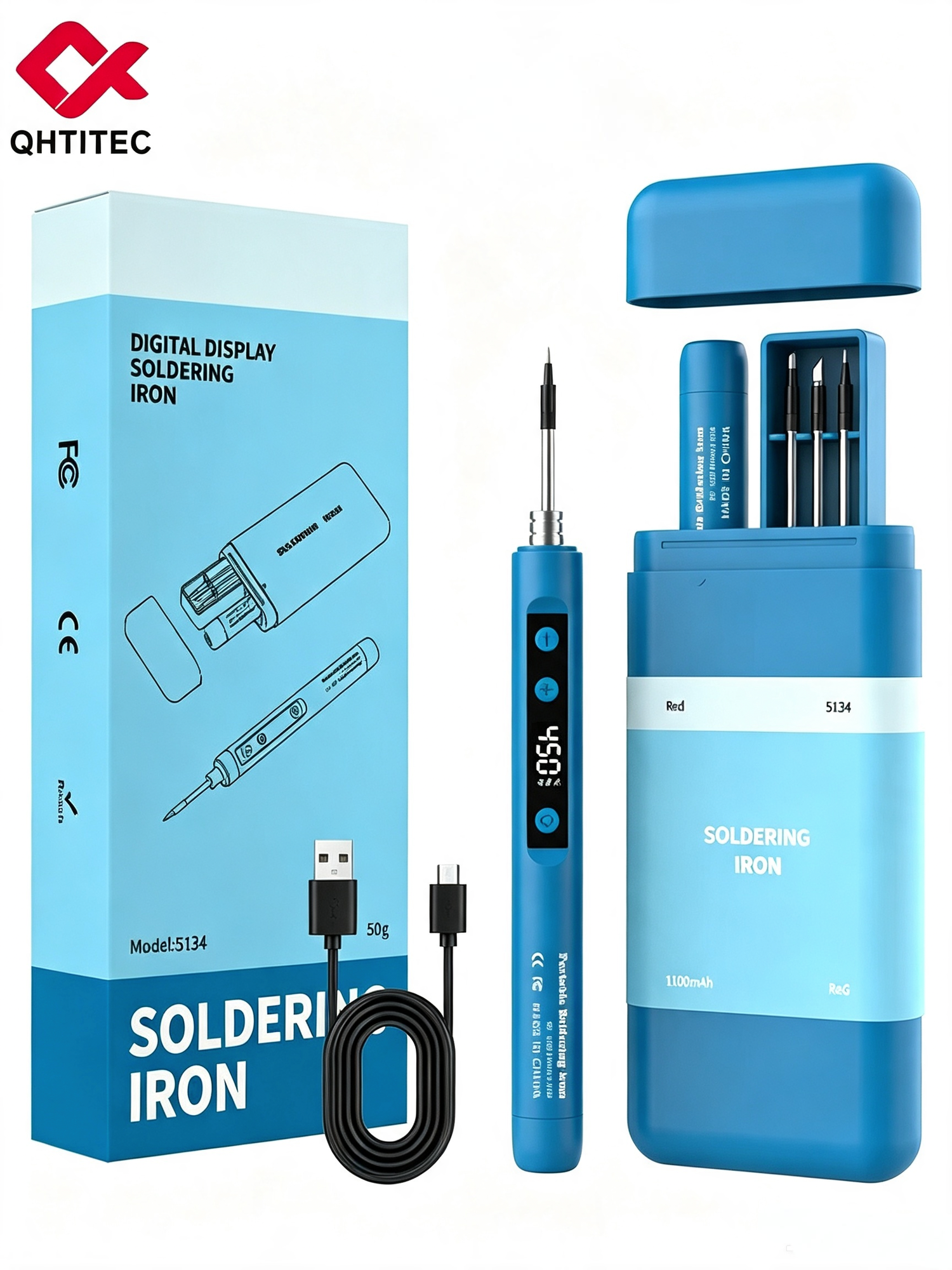 Паяльник JCD USB-5134, с регулировкой температуры, встроенный аккумулятор, набор паяльных инструментов