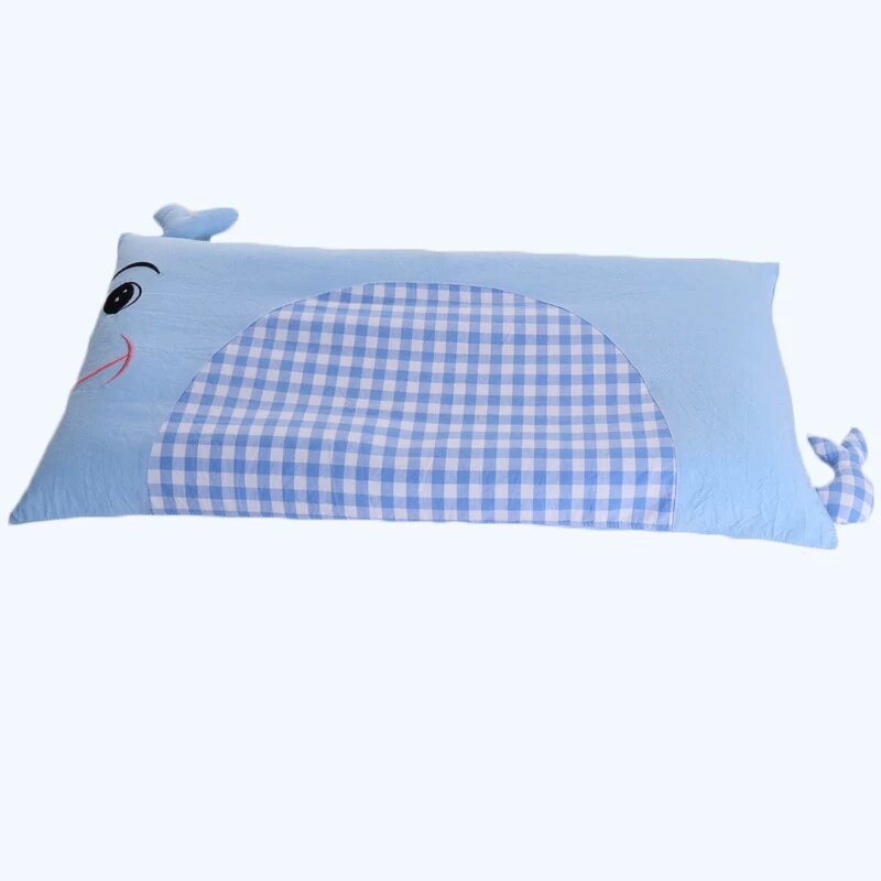 Подушка с дизайном кита из перламутрового ватина, 32x55x3 см, Синяя, Подходит для детей 0-2 лет, Безопасная и