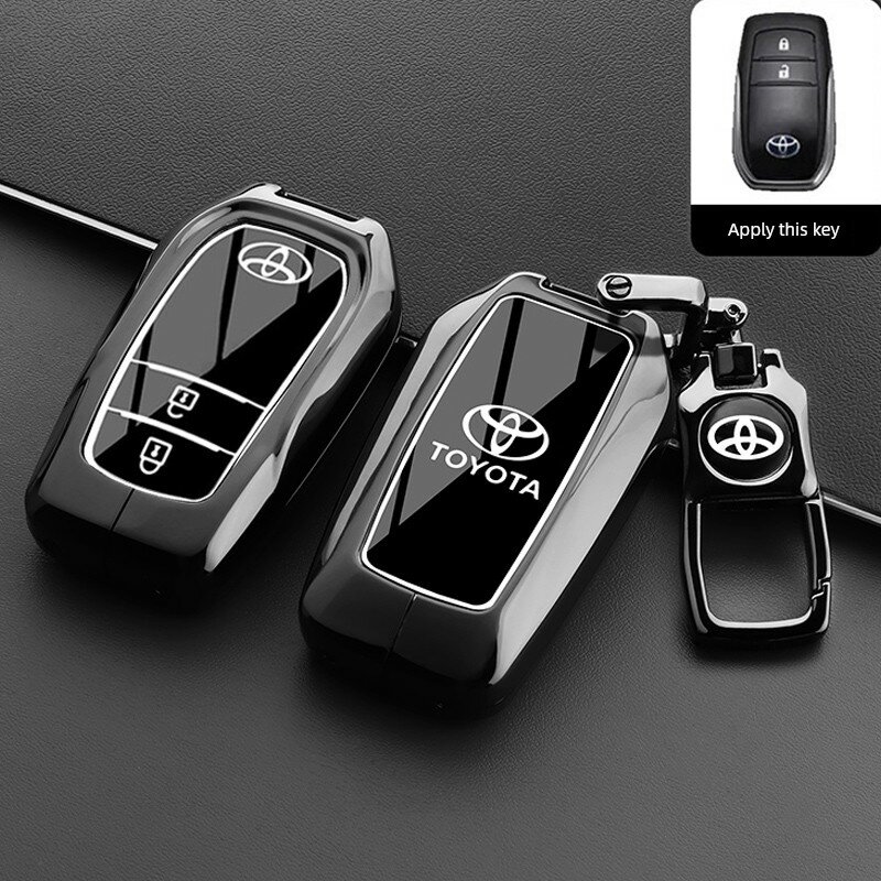 Ключевой чехол для Toyota Corolla Cross 2024 Hybrid, 2-кнопочный, хромированный с металлической застежкой