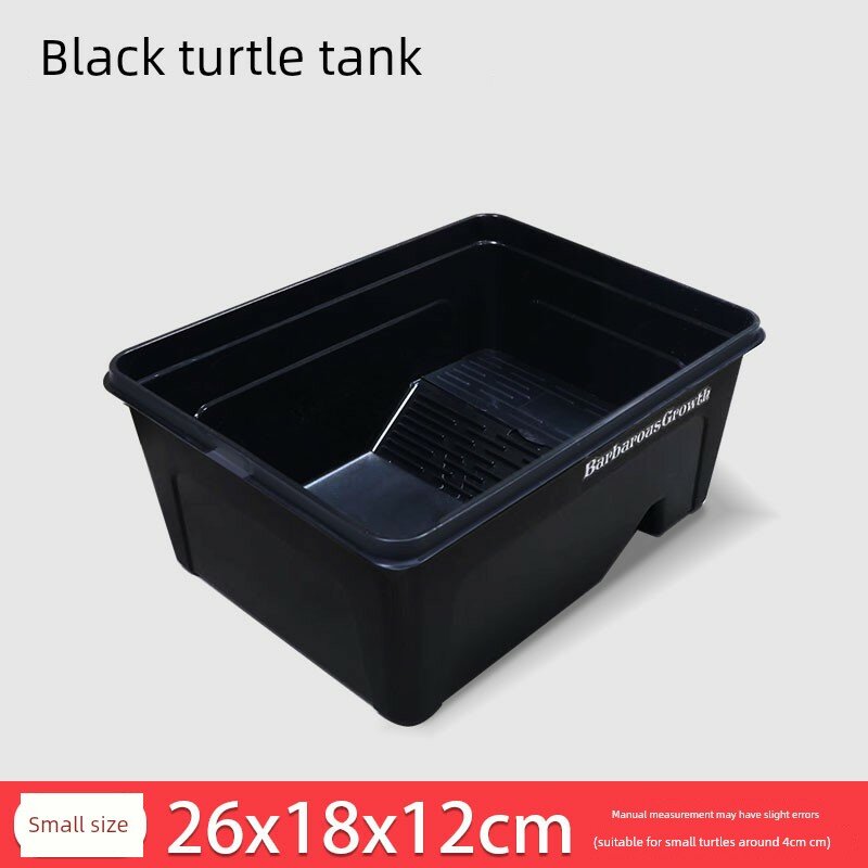 Маленький черный аквариум для черепах с платформой, 26x18x12 см, подходит для бразильских черепах