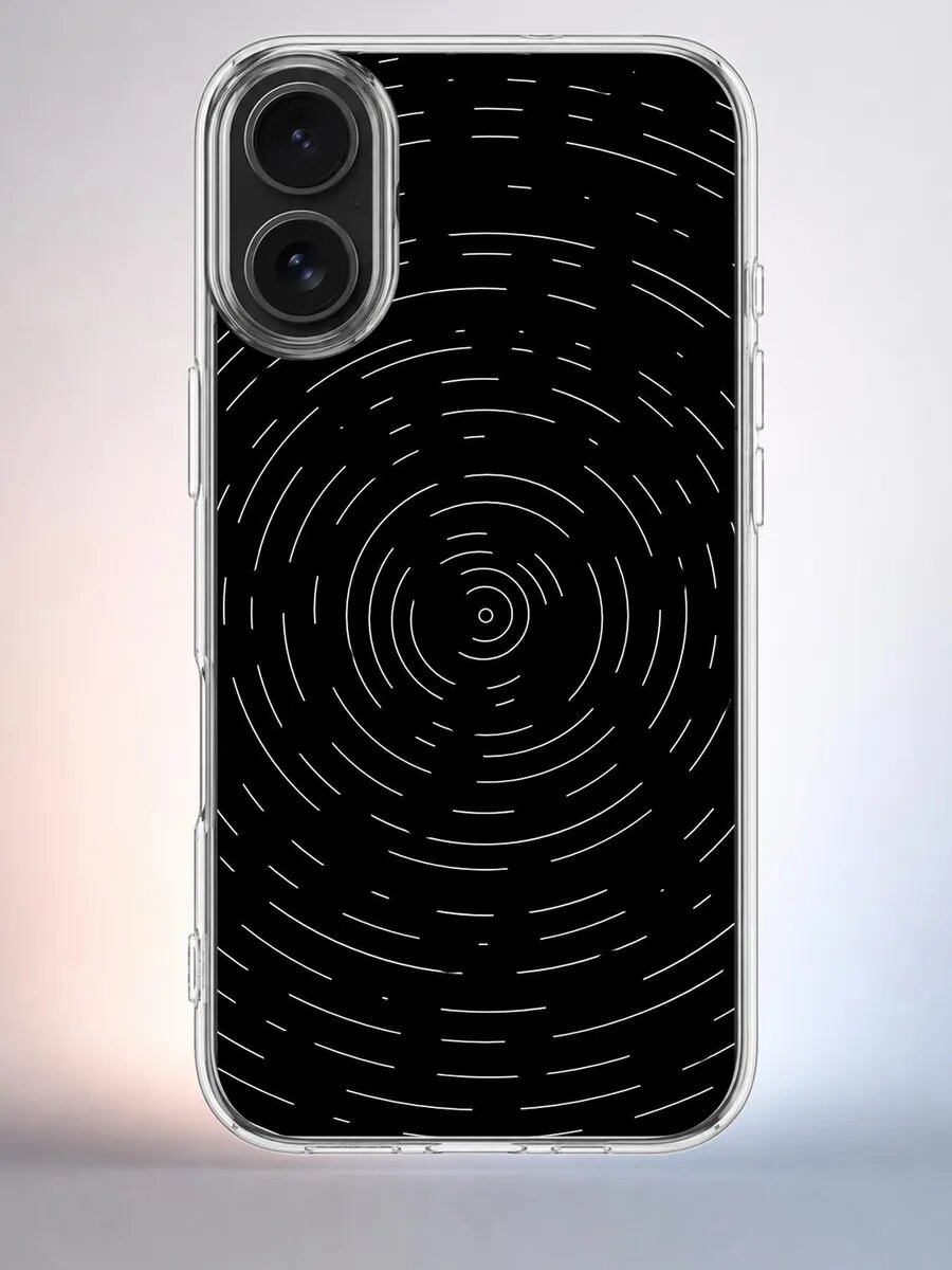 Чехол iPhone 16 концентрические круги силиконовый прозрачный