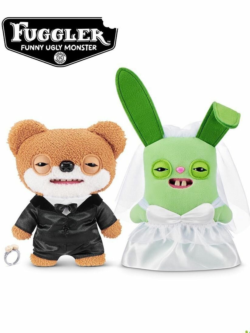 Spin Master Fuggler Wedding Fuggs Wedding Day 2 Pcs / Свадебный комплект плюшевых игрушек фуглер, включающий 4 фигурки и 2 кольца, идеально подходит в качестве коллекционного подарка.