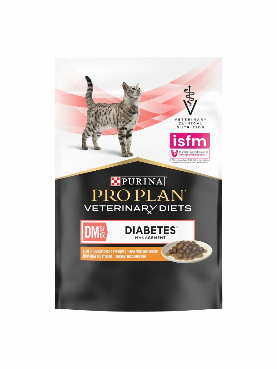 Влажный корм для кошек Pro Plan Veterinary Diets DM при диабете с курицей 85 г х 6 шт
