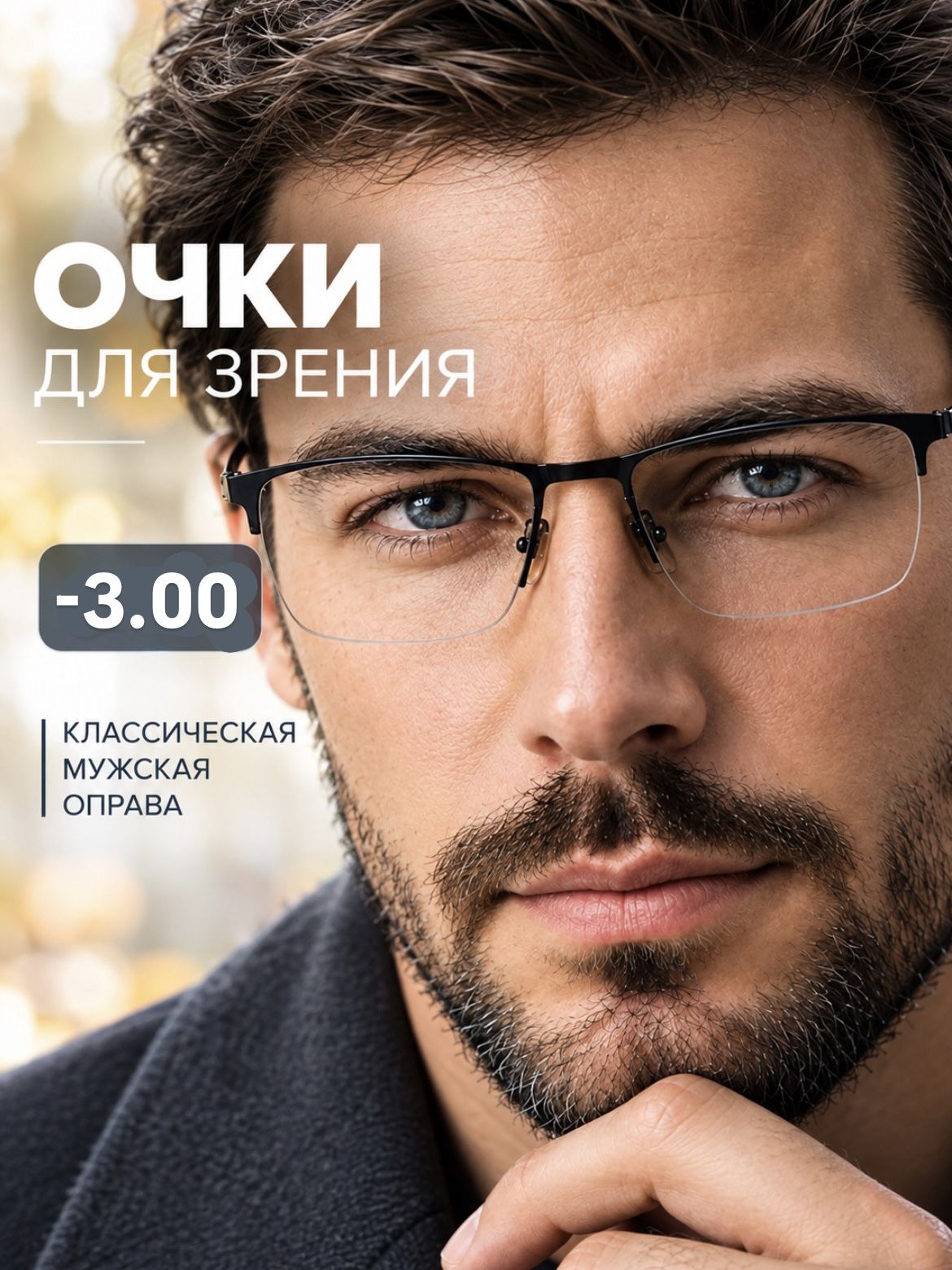 Готовые очки для зрения -3.00, очки для зрения мужские готовые с диоптриями, антибликовые