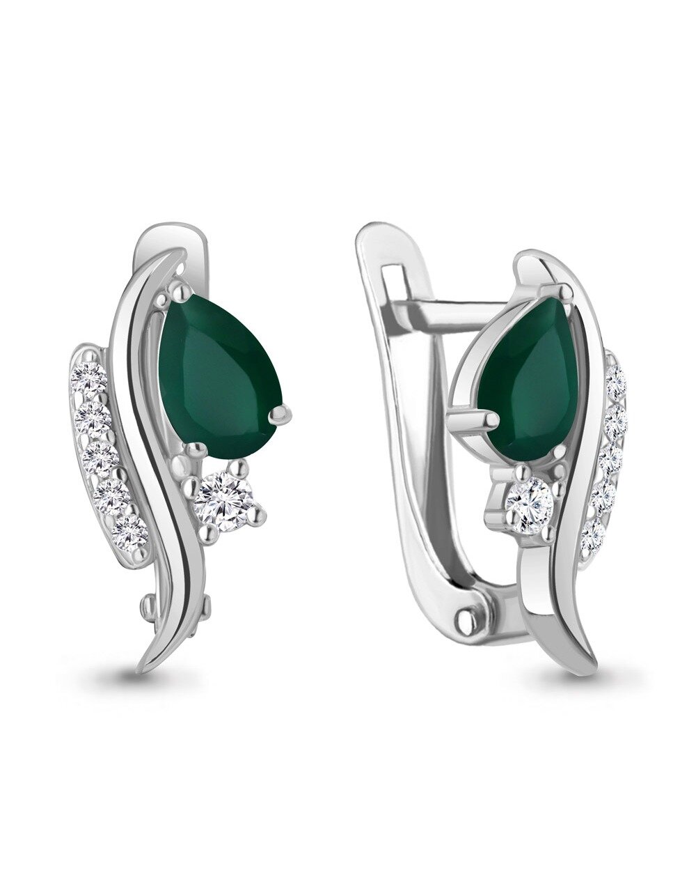 Серьги серебро, 925 проба, родирование, фианит, агат