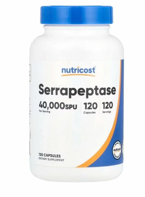 Серрапептаза, 20 мг (40 000 SPU), 120 капсул Nutricost ( США )