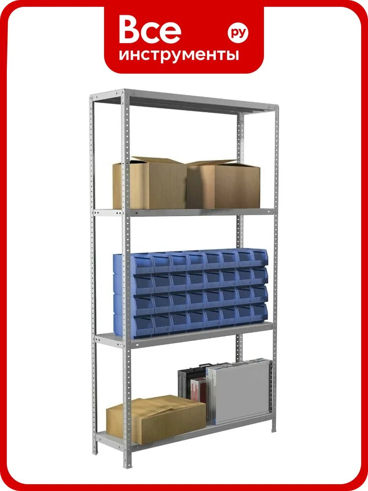 Металлический стеллаж BRABIX MS Plus-185/30-4 1850х1000х300 мм, 4 полки 291104