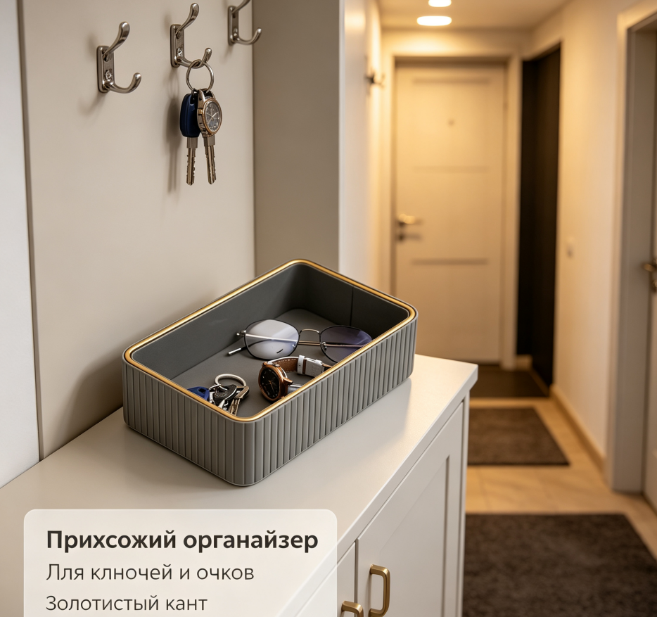 Роскошный органайзер‑поднос с золотой каймой, для хранения ключей, часов в прихожей, для украшений и мелочей на столе