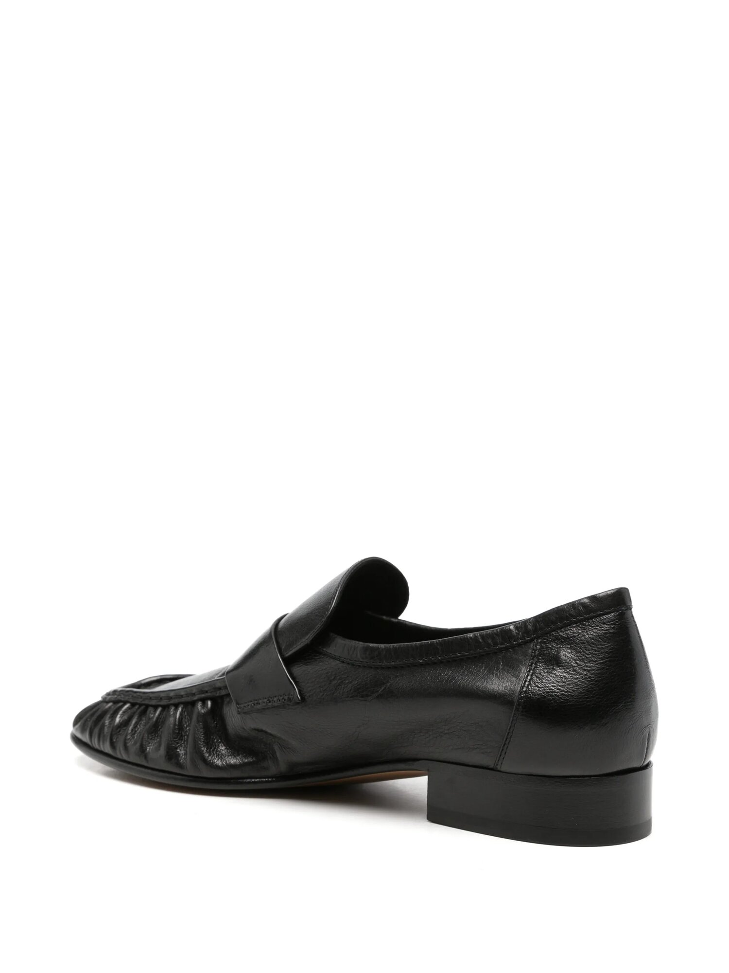 Лоферы THE ROW Ruched leather loafers, размер 39.5, black — фото 1