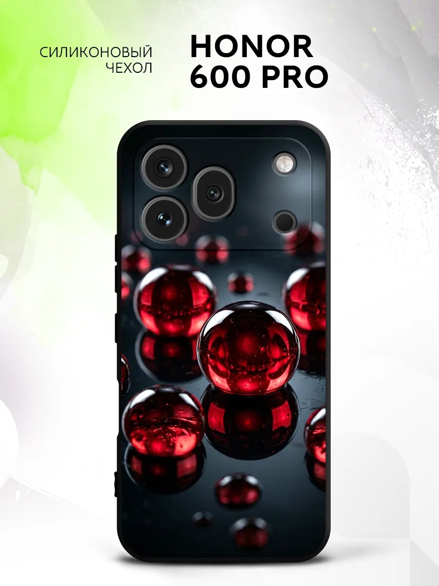 Чехол на Honor 600 Pro, Хонор 600 Про защита камеры и углов, прозрачный с принтом капли абстракция