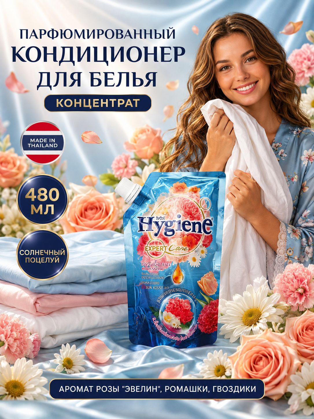 Hygiene Кондиционер для белья тайский ополаскиватель Солнечный поцелуй
