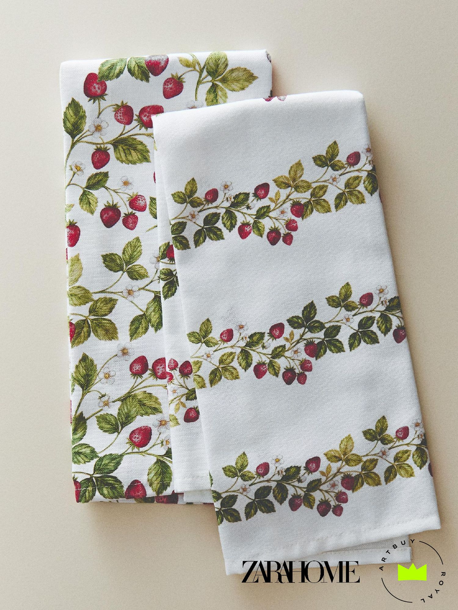 ZARA HOME Полотенце кухонное 40x60 2 шт льняная фактура бязь белый, красный
