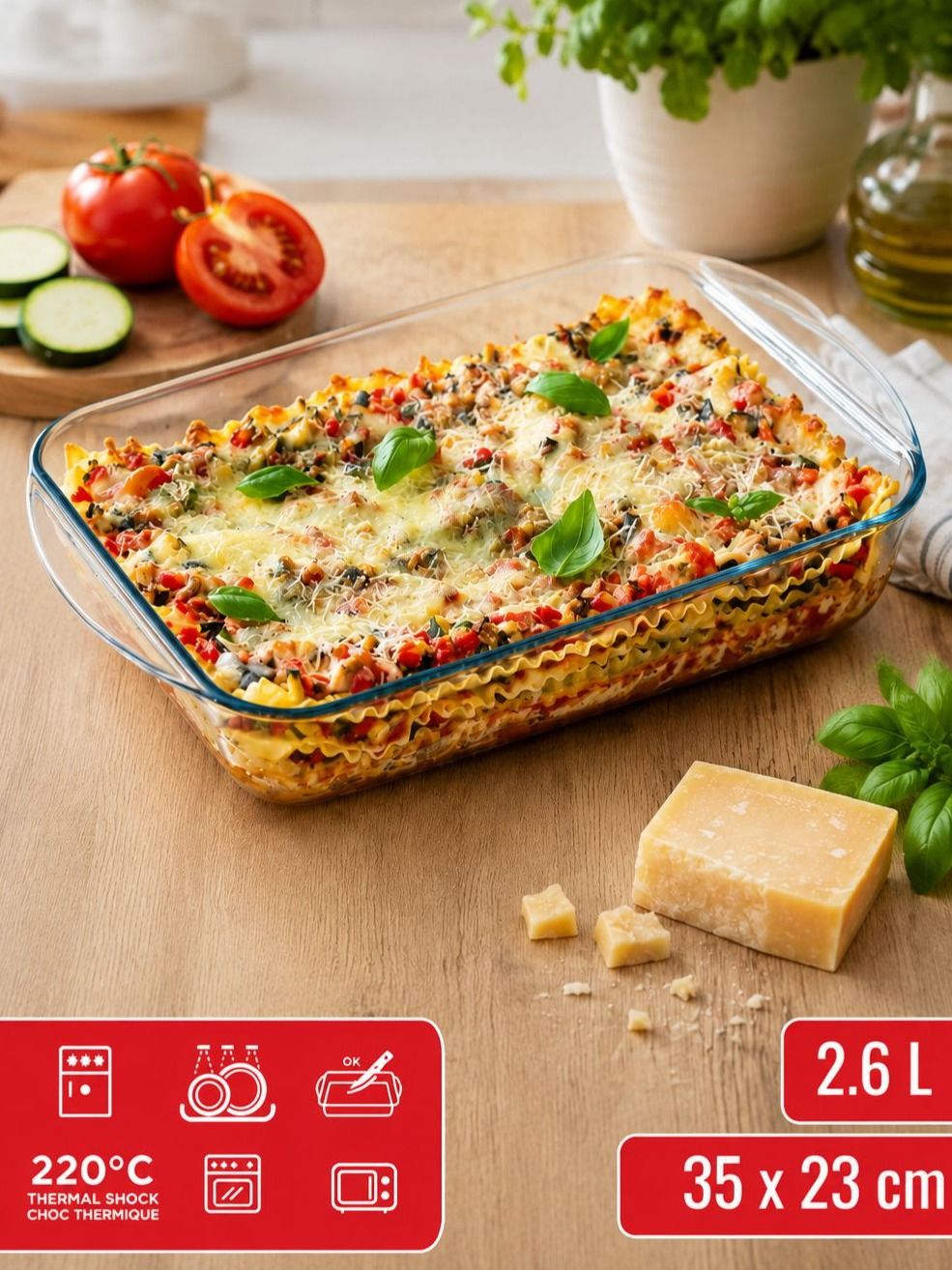Форма для запекания стеклянная Pyrex Essentials 35x23см, 2.6л