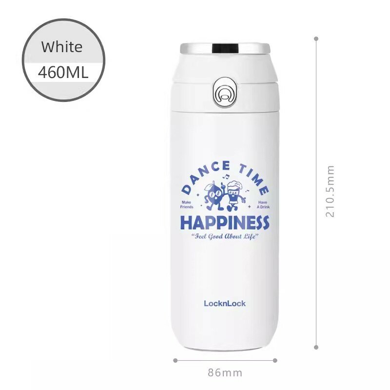 Lock&Lock LHC3331 Кружка термос с вакуумной изоляцией из нержавеющей стали 316, 460 мл, портативная, белый