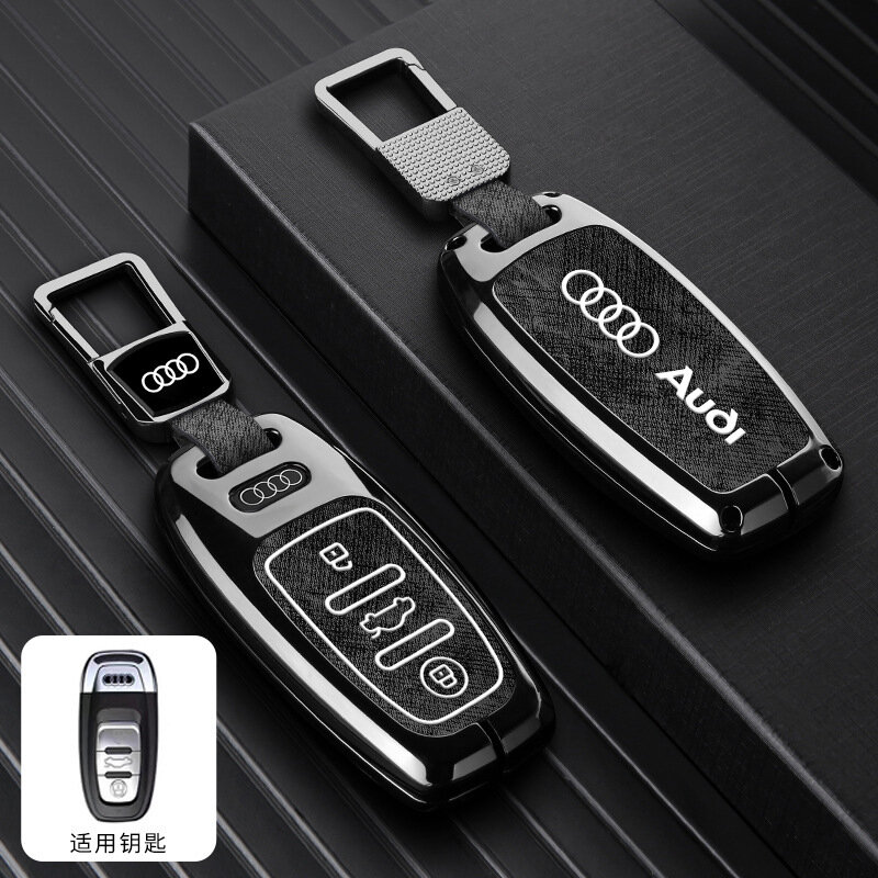 Стиль В Деним чехол для ключей Audi A4/A5/A6/A7/A8/Q3/Q5/Q7 - черная кожа с квадратной пряжкой