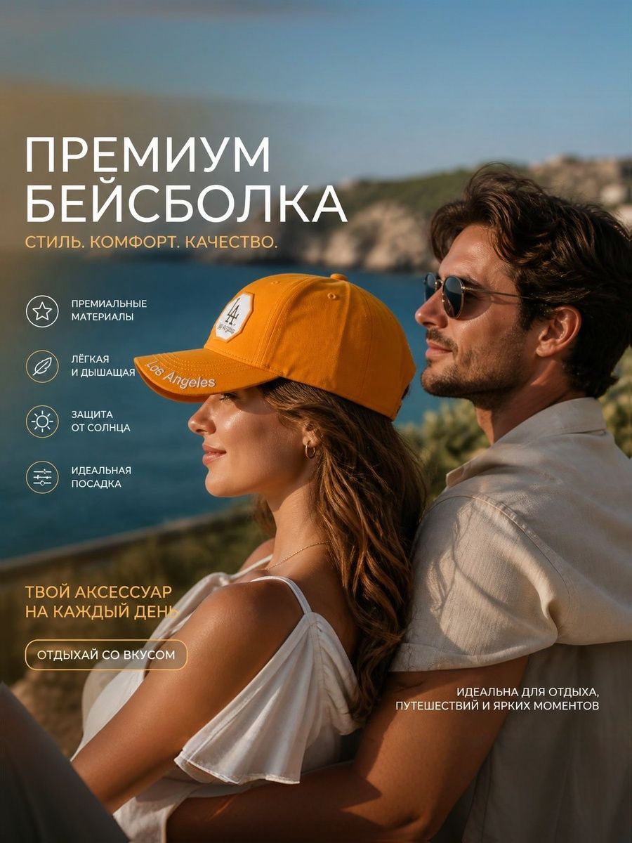 Бейсболка  Базовая коллекция для мужчин и женщин, размер 57-58, Желтый — фото 1