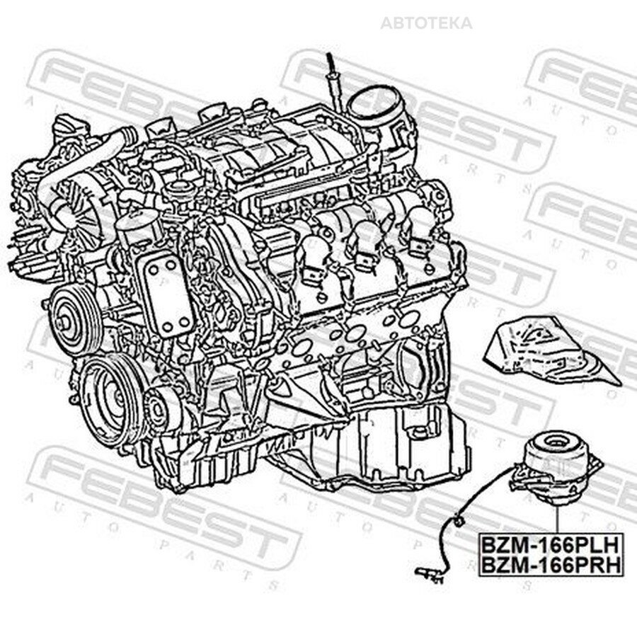 Опора двигателя MERCEDES BENZ ML/GLE 400 166.# прав. (гидравлика) FEBEST BZM166PRH