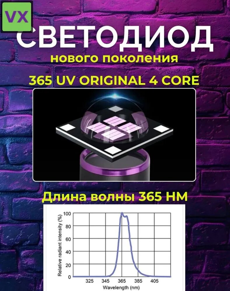 Ручной УФ-фонарь 365 нм, 30 Вт, IP65, аккумулятор 26500 в комплекте — фото 1