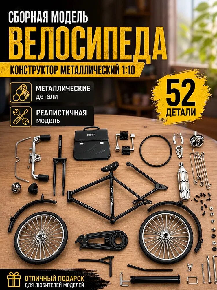 Сборная модель велосипеда 1:10, металлический конструктор