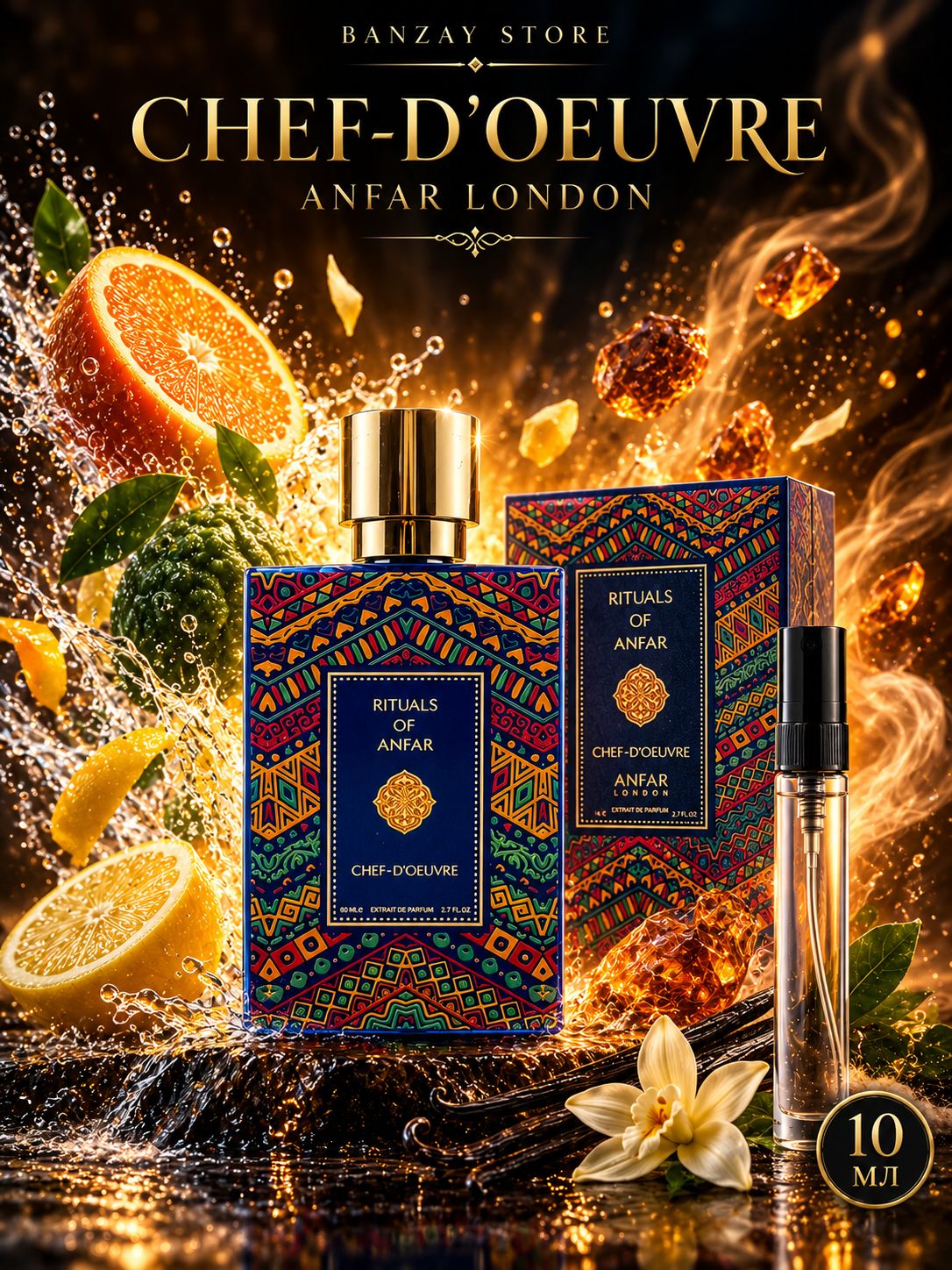 RITUALS OF ANFAR CHEF-DOEUVRE 10 мл, мужской аромат, цитрусовый, фруктовый, ванильный, в направлении Erba Pura