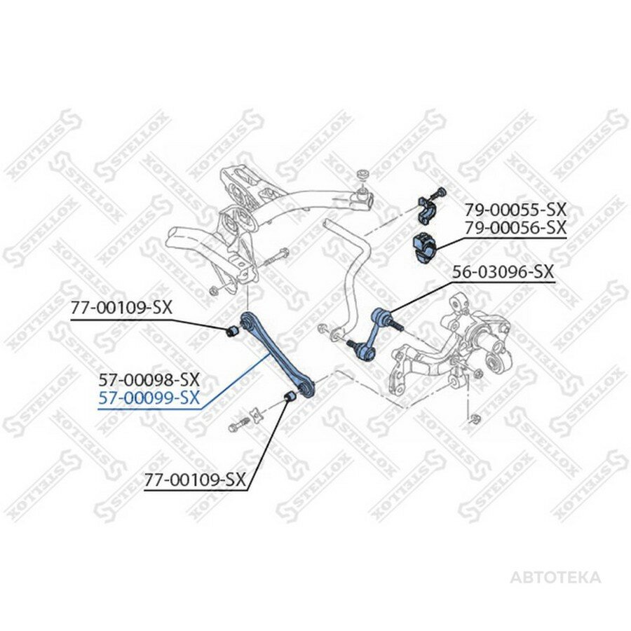 Рычаг AUDI A3. VW GOLF V/PASSAT B6/TOURAN 03- задн. прав. STELLOX 5700099SX