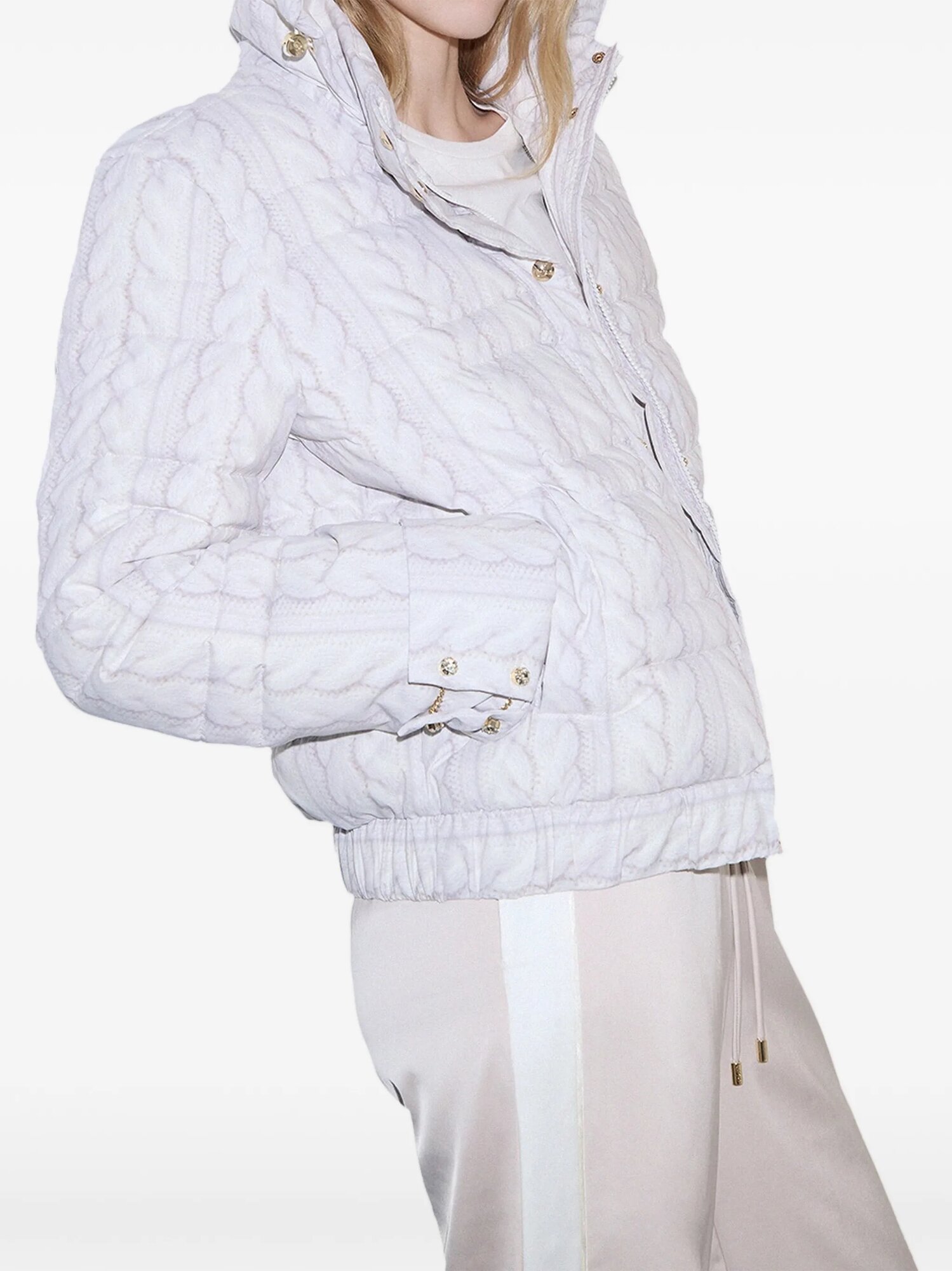 Куртка LIU JO Printed nylon jacket, размер 40, white — фото 1