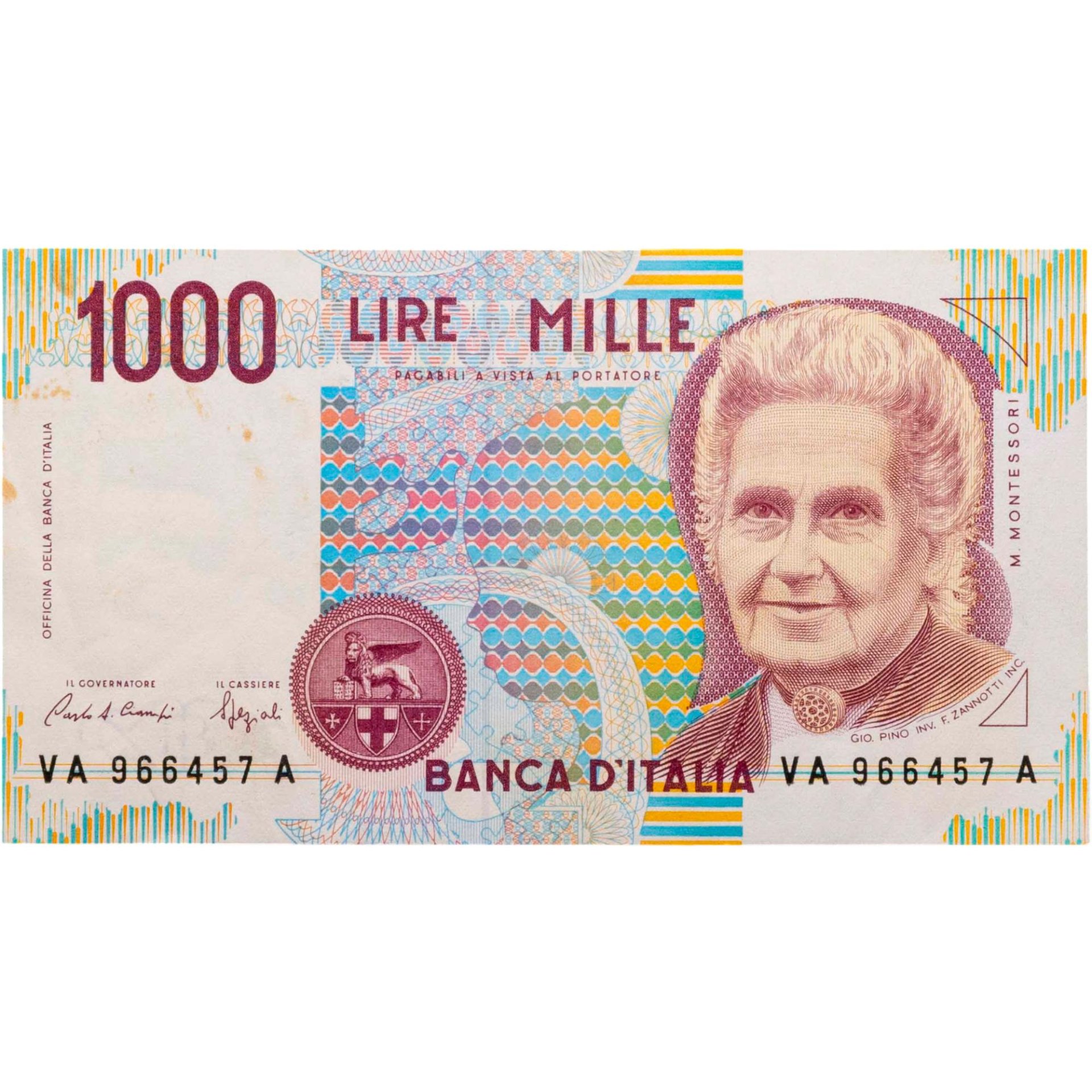Италия 1000 лир 1990 "Мария Монтессори Школа Монтессори"