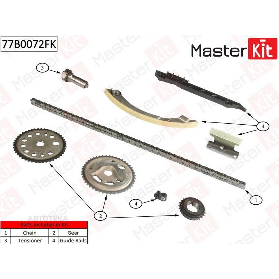 Комплект цепи OPEL VECTRA C/ZAFIRA B 02- ГРМ MASTERKIT 77B0072FK