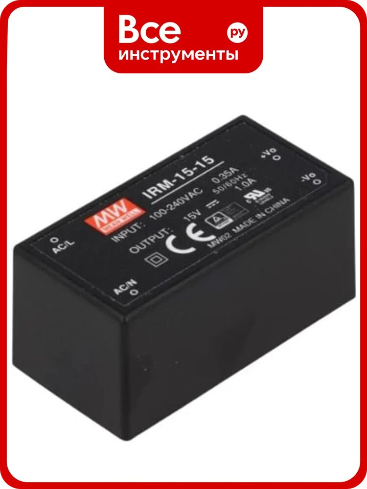 Блок питания на печатную плату Mean Well IRM-15-15, AC/DC 15 Вт 15 В, 1202409